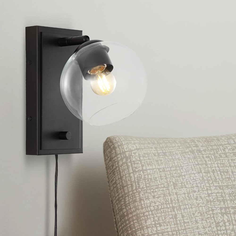 Caleb 6" Minimalist Modern Plug-In or Hardwired Adjustable Iron LED Wa ...